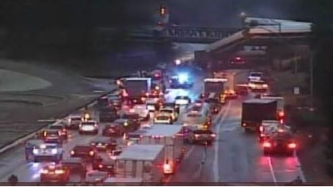 Washington train crash: Rail carriage falls on US motorway - Prime News ...
