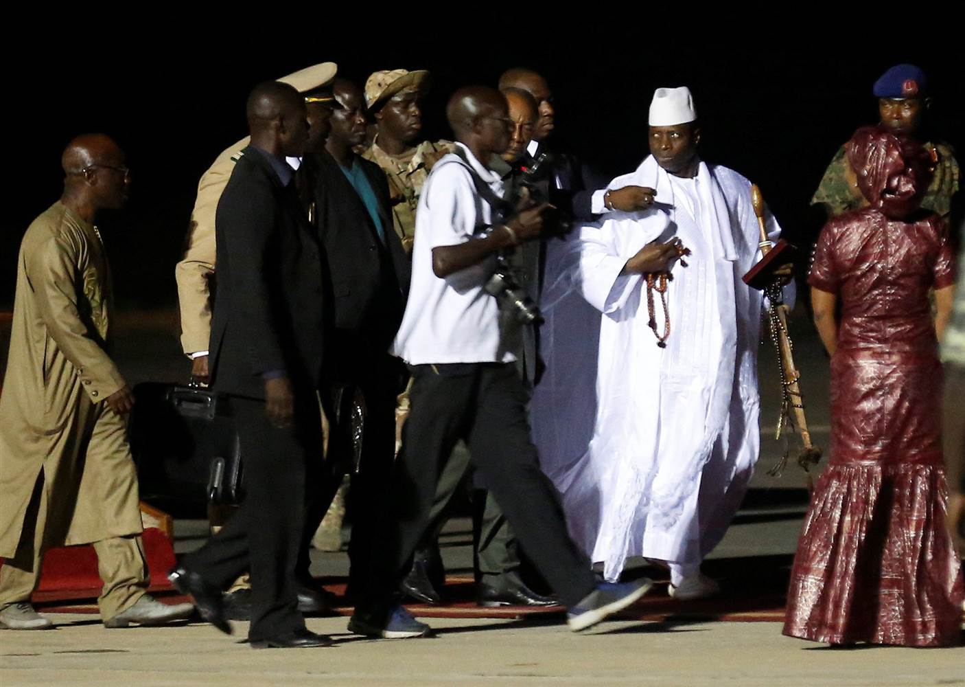 VIDEO: Former Gambian President Yayah Jammeh exits Gambia for exile ...