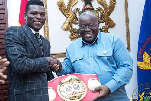PHOTOS: IBF Lightweight champion Commey visits Prez Akufo-Addo, gets ...