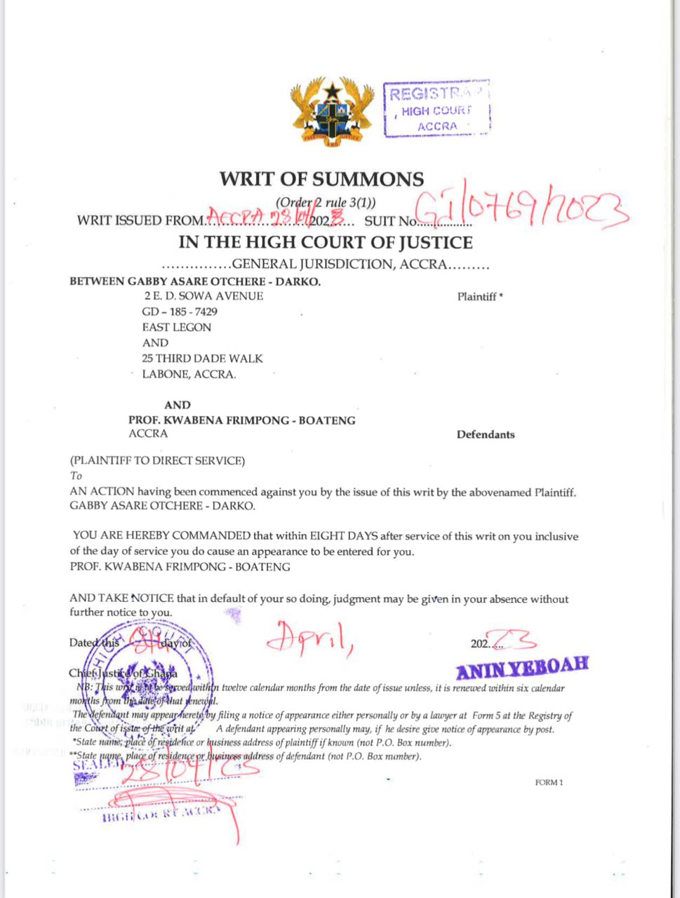 Galamsey report: Gabby files GHC10 million defamation suit against ...