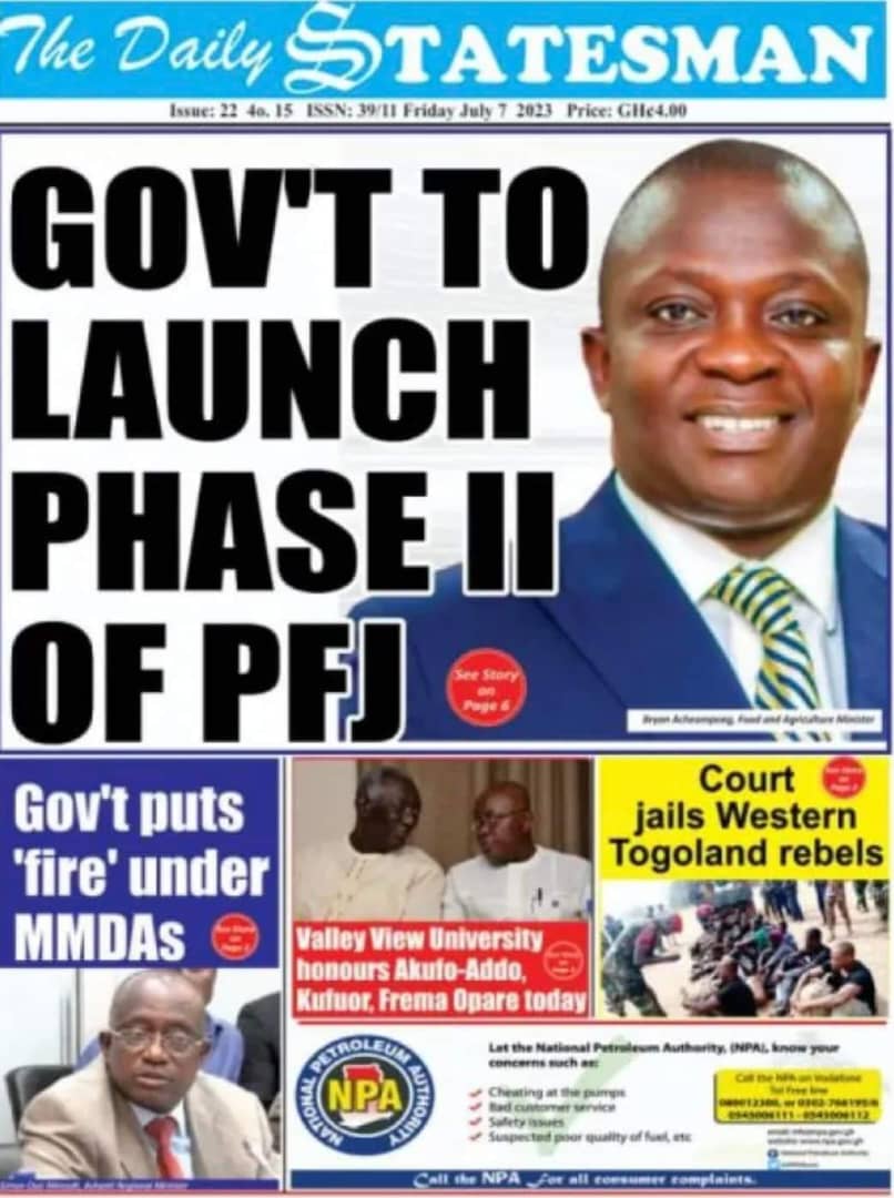 Newspaper headlines: Friday, July 7, 2023 - Prime News Ghana