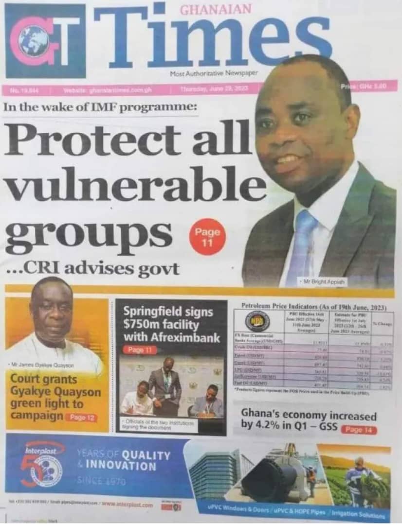 Newspaper headlines: Thursday, June 22, 2023 - Prime News Ghana
