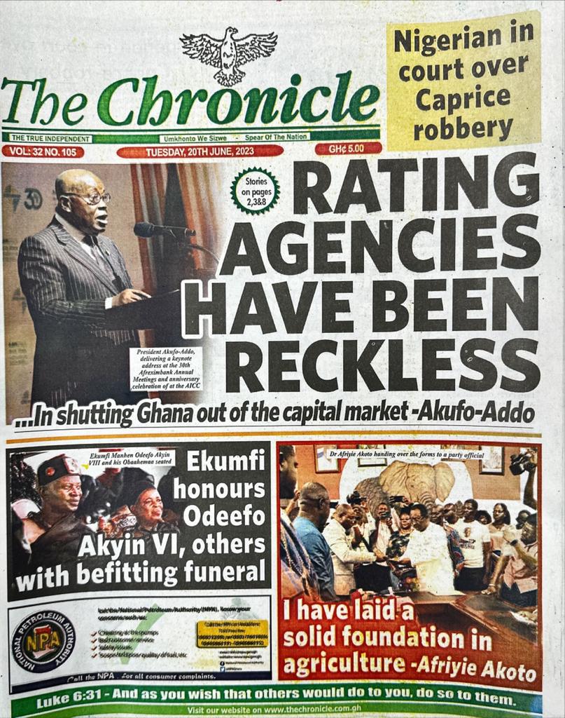 Newspapers headlines: Tuesday, June 20, 2023 - Prime News Ghana