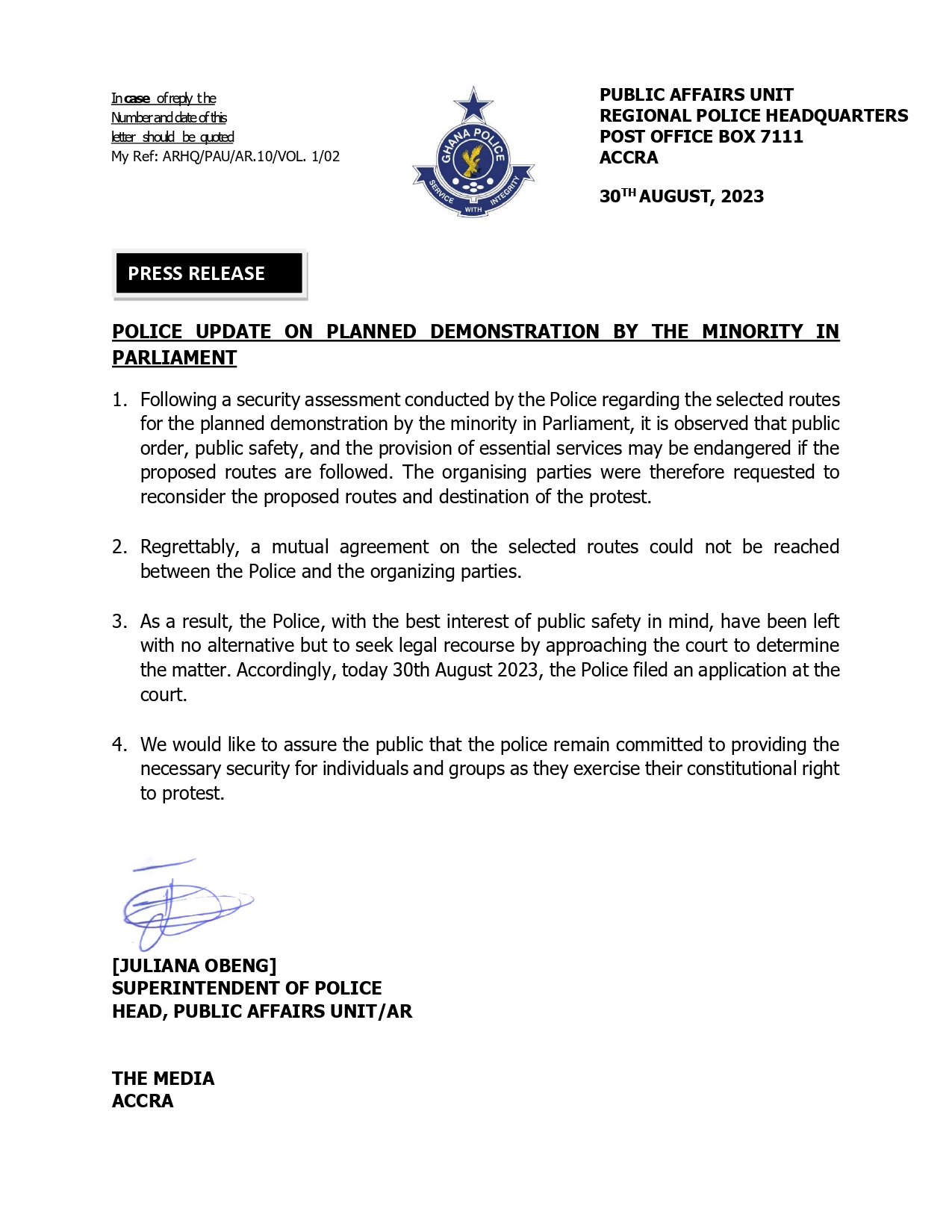 Occupy BoG demo: Police goes to court over routes impasse - Prime News ...