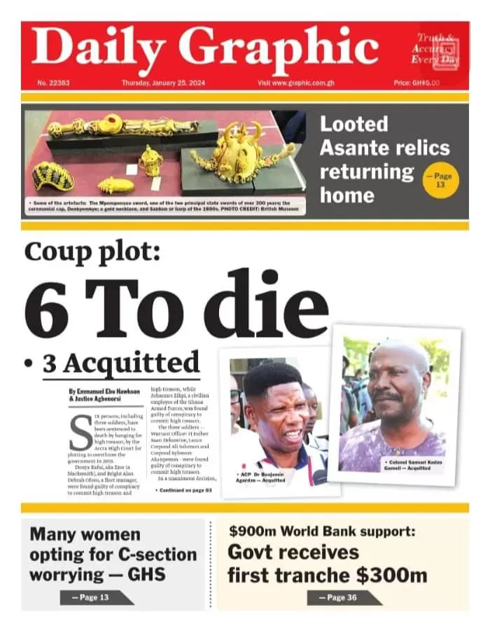 Newspaper headlines: Thursday, January 25, 2024 - Prime News Ghana