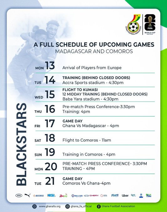 GFA release Black Stars schedule for Madagascar, Comoros World Cup ...