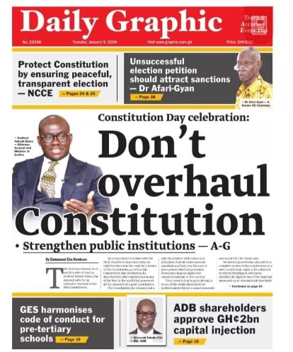 Newspaper headlines: Tuesday, January 9, 2024 - Prime News Ghana