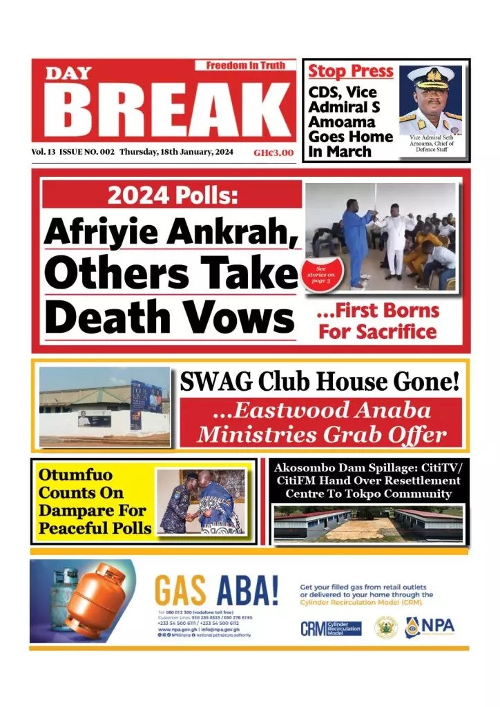 Newspaper headlines: Thursday, January 18, 2024 - Prime News Ghana