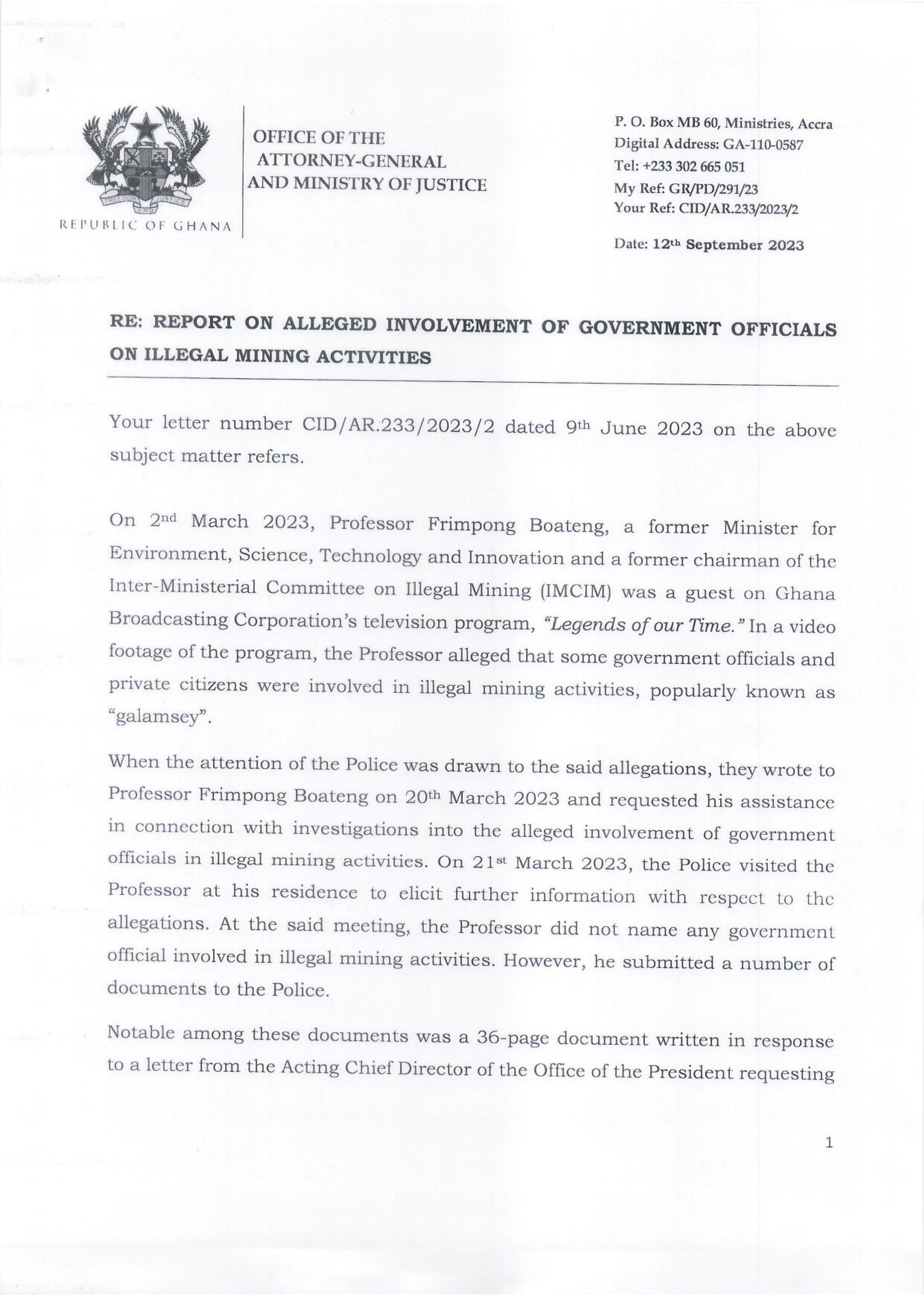 Frimpong-Boateng’s galamsey report: Document empty, lacks evidence - AG ...