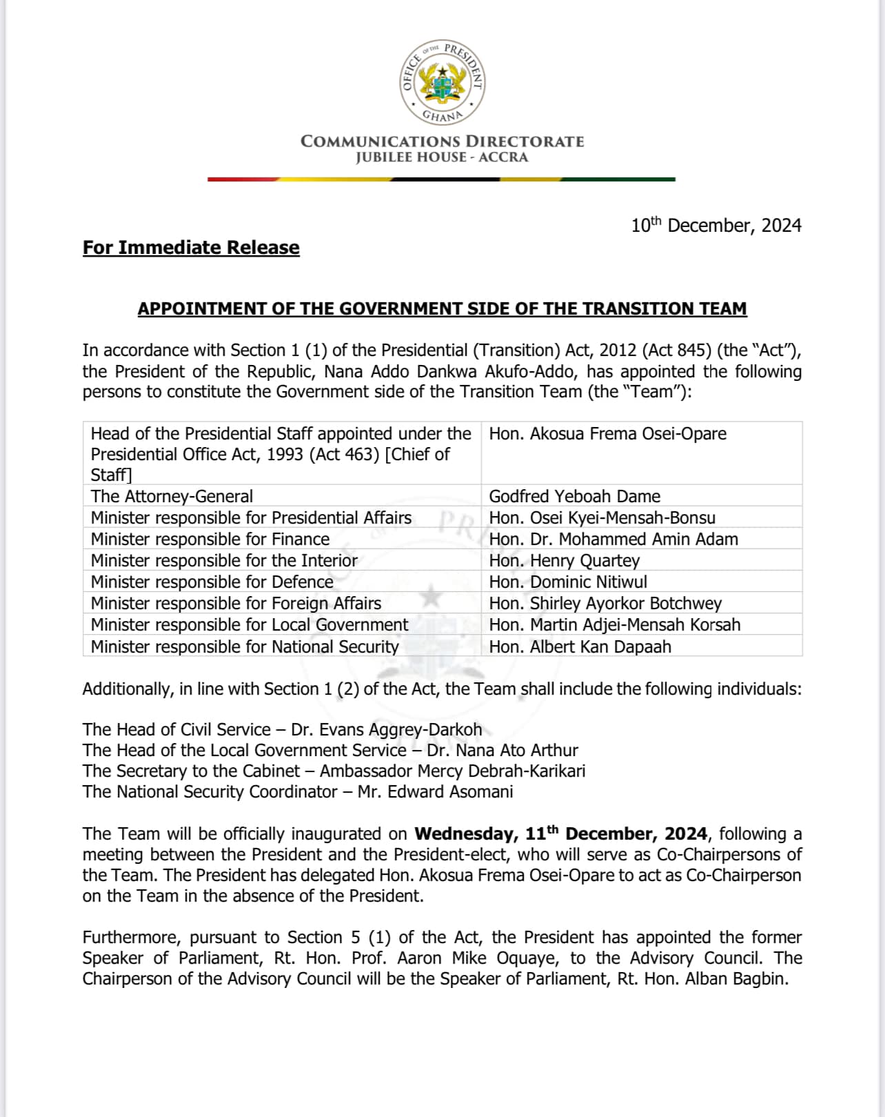 Akufo-Addo appoints government’s transition team - Prime News Ghana Akufo-Addo appoints government’s transition team - Prime News Ghana