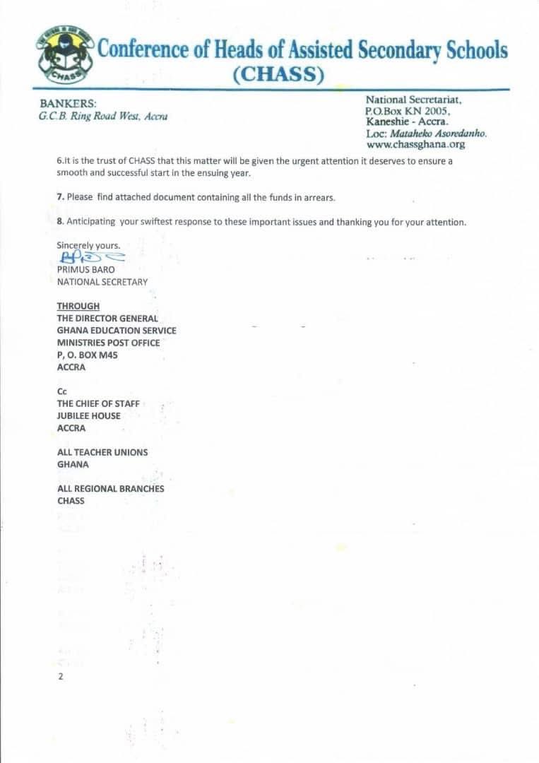 Delay reopening date for SHSs over debt – CHASS - Prime News Ghana