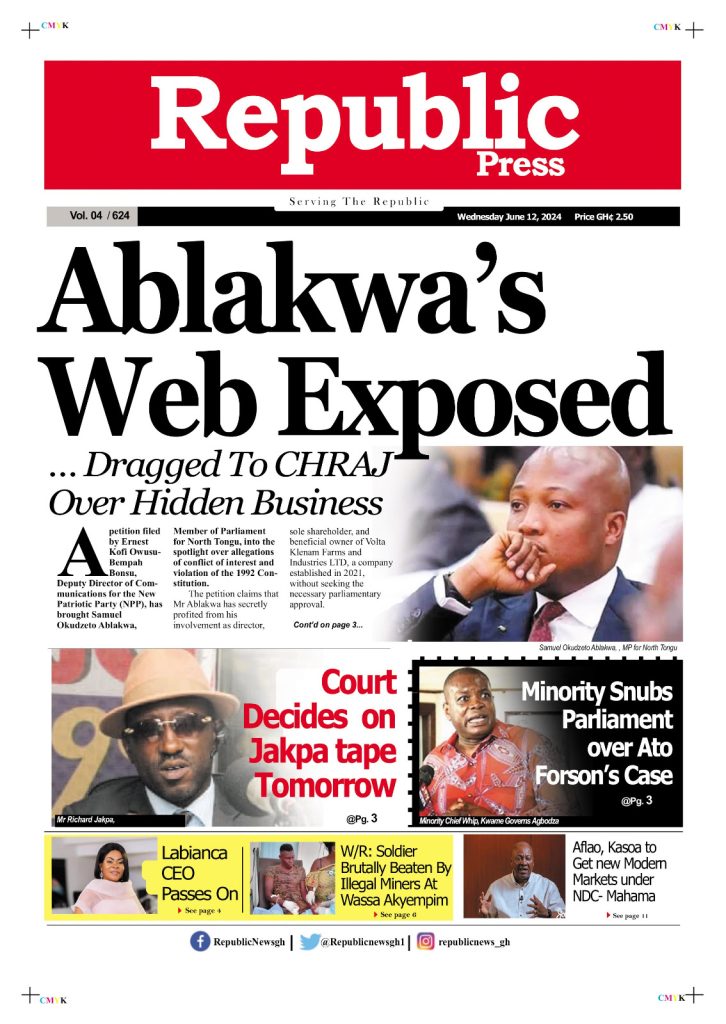 Newspaper headlines: Wednesday, June 12, 2024 - Prime News Ghana