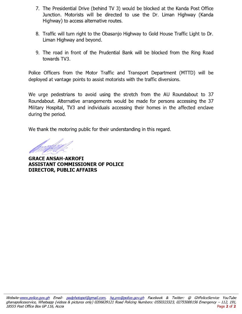 Police announce major roadblocks in Accra from September 21 to 24 ...