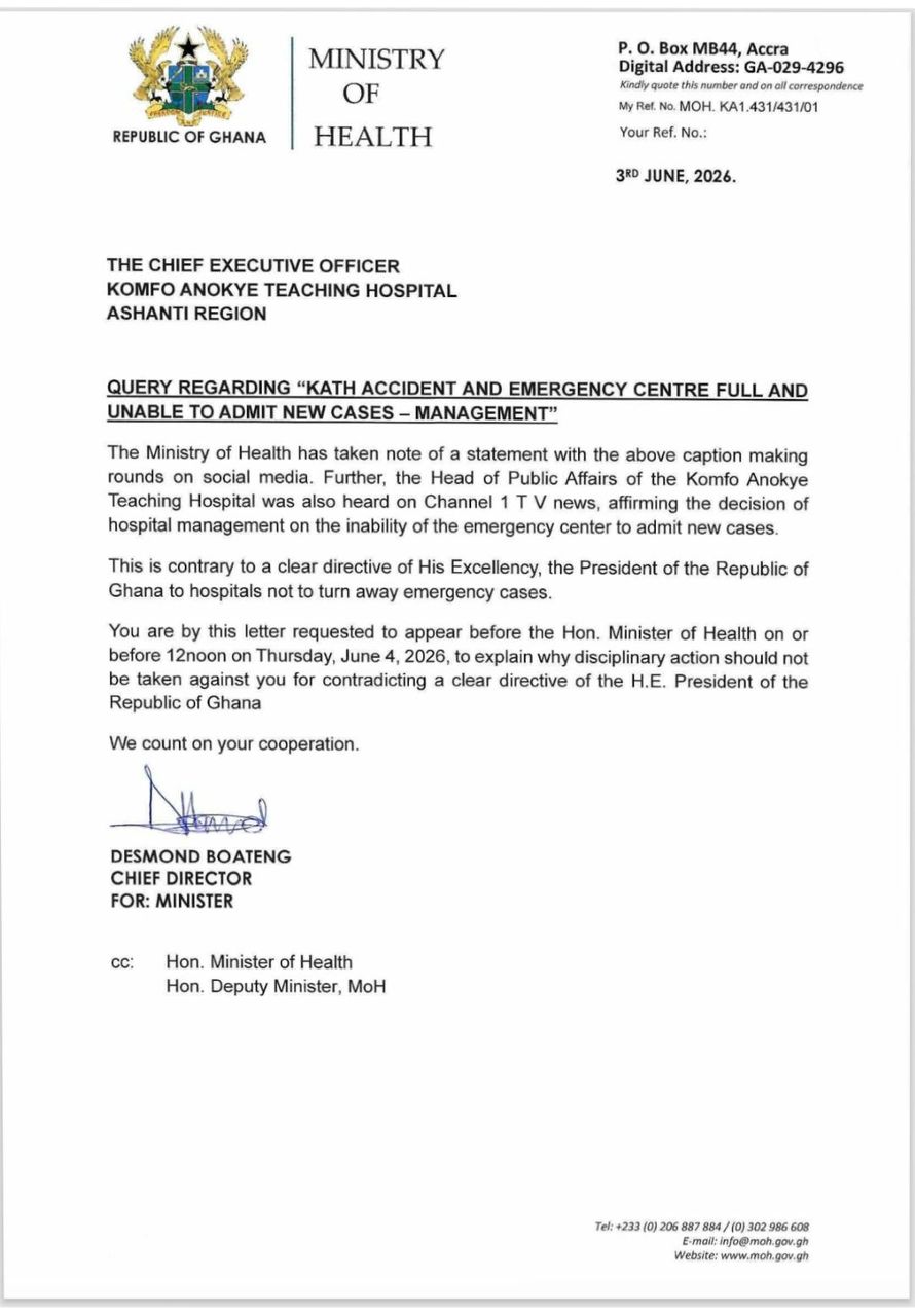 KATH CEO summoned over decision to halt emergency admissions - Prime ...