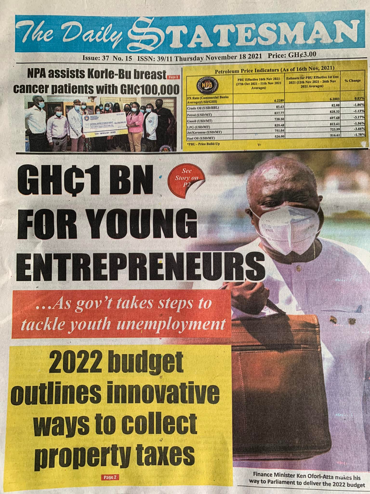 Newspaper headlines: Thursday, November 18, 2021 - Prime News Ghana