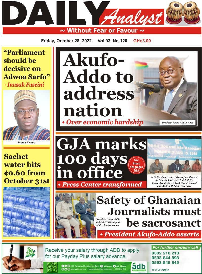 Newspapers headlines: Friday, October 28, 2022 - Prime News Ghana