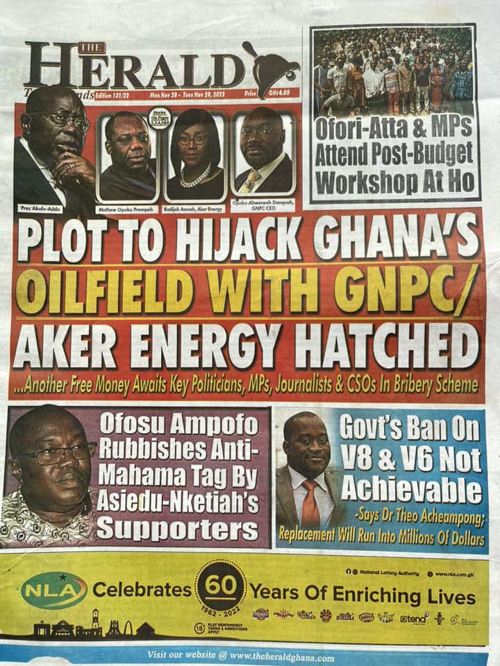 Newspapers headlines: Monday, November 28, 2022 - Prime News Ghana