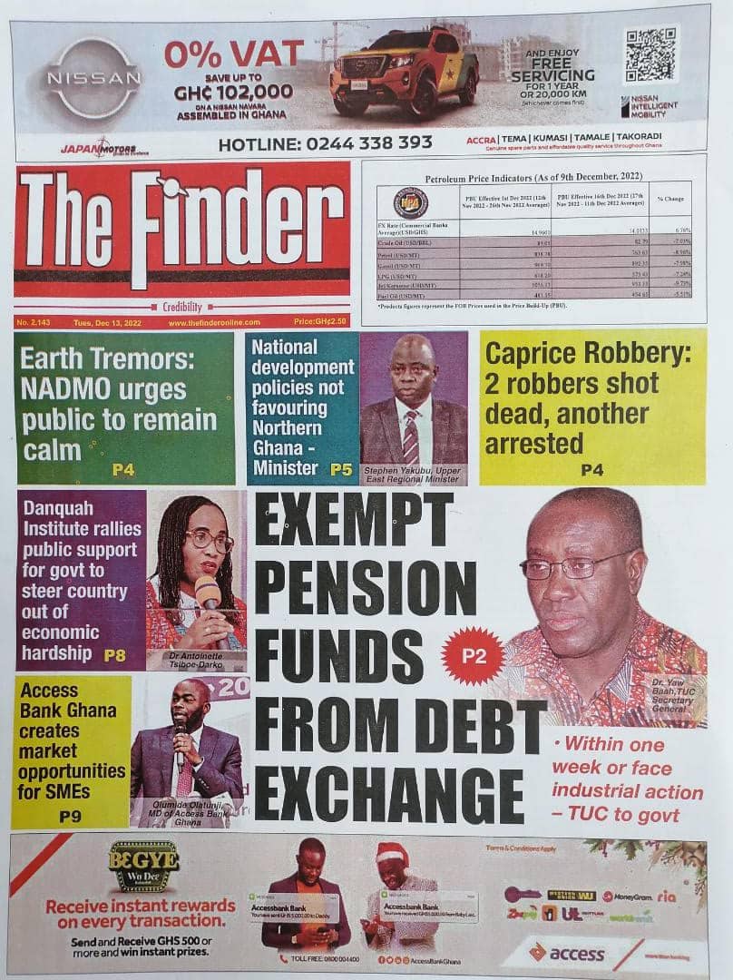 Newspapers headlines: Tuesday, December 13, 2022 - Prime News Ghana