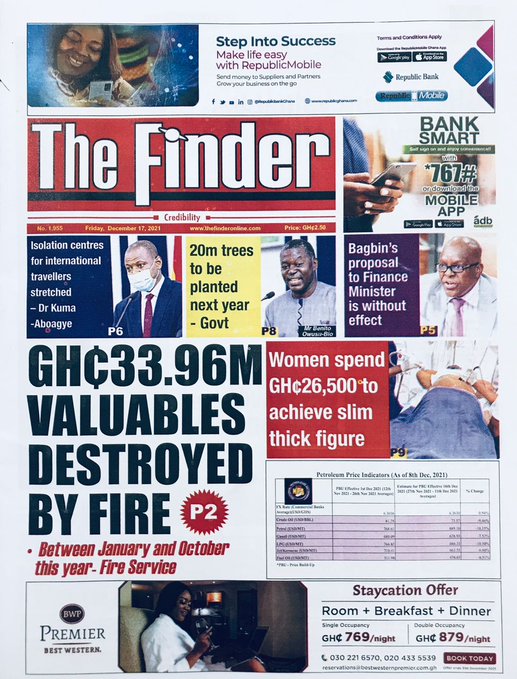 Newspaper headlines: Friday, December 17, 2021 - Prime News Ghana