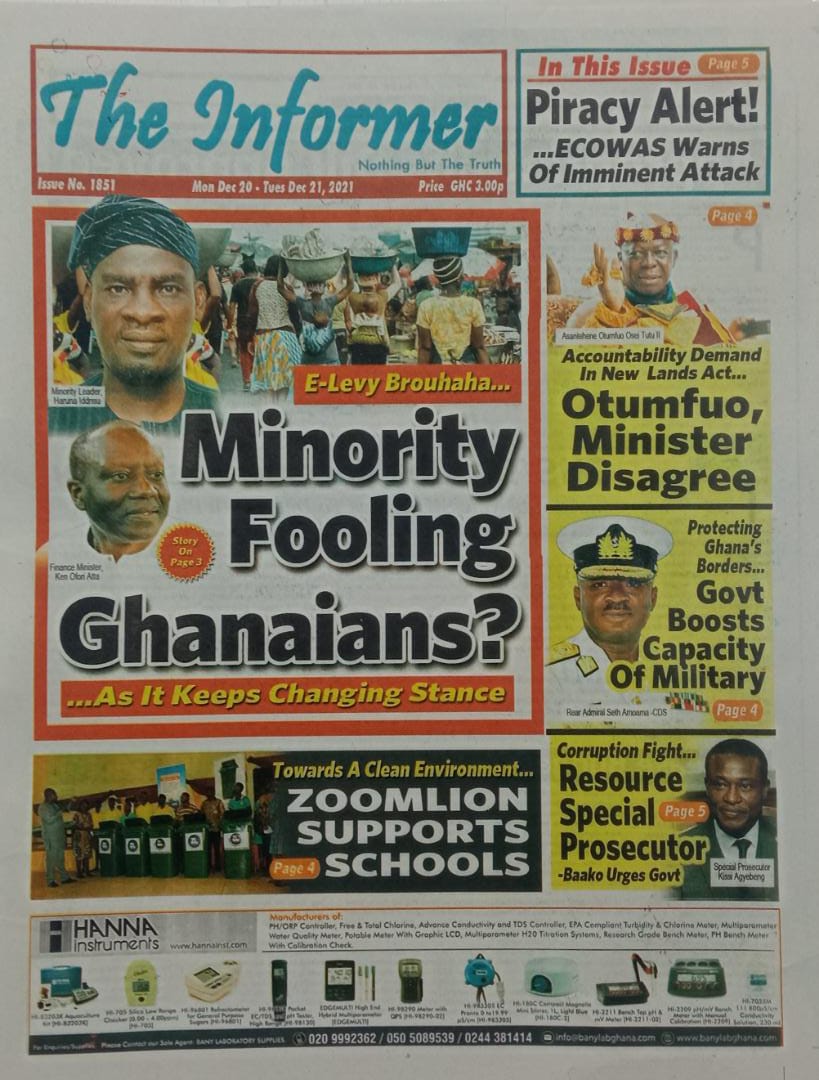 Newspaper headlines: Monday, December 20, 2021 - Prime News Ghana