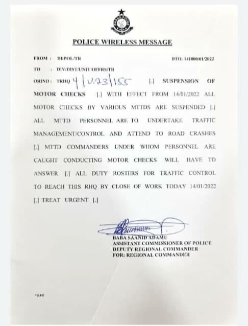 Leaked police wireless message reveals suspension of motor checks in ...