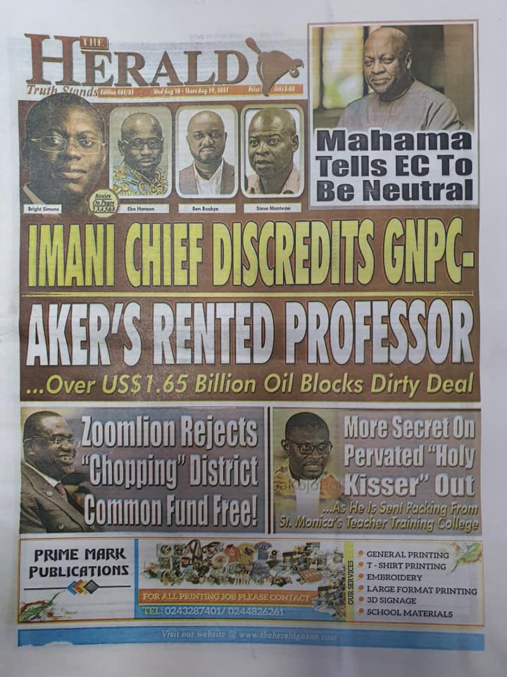 Newspaper headlines: Wednesday, August 18, 2021 - Prime News Ghana