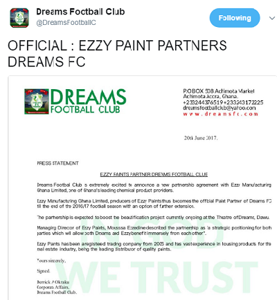 Dreams FC sign partnership deal with Ezzy Paint - Prime News Ghana