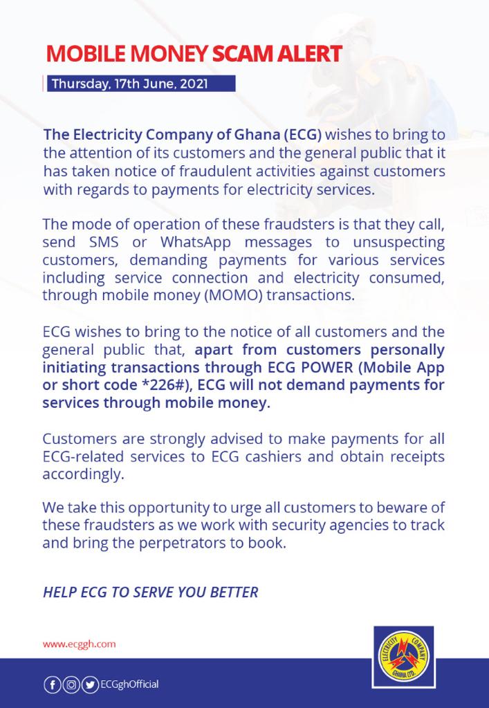 ECG issues mobile money scam alert - Prime News Ghana